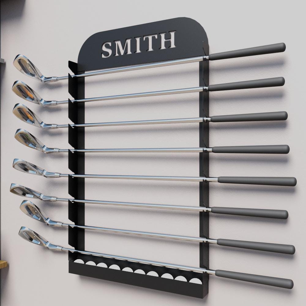 Personalized Golf Club Wall Rack, Metal Storage Organizer for Golf ...