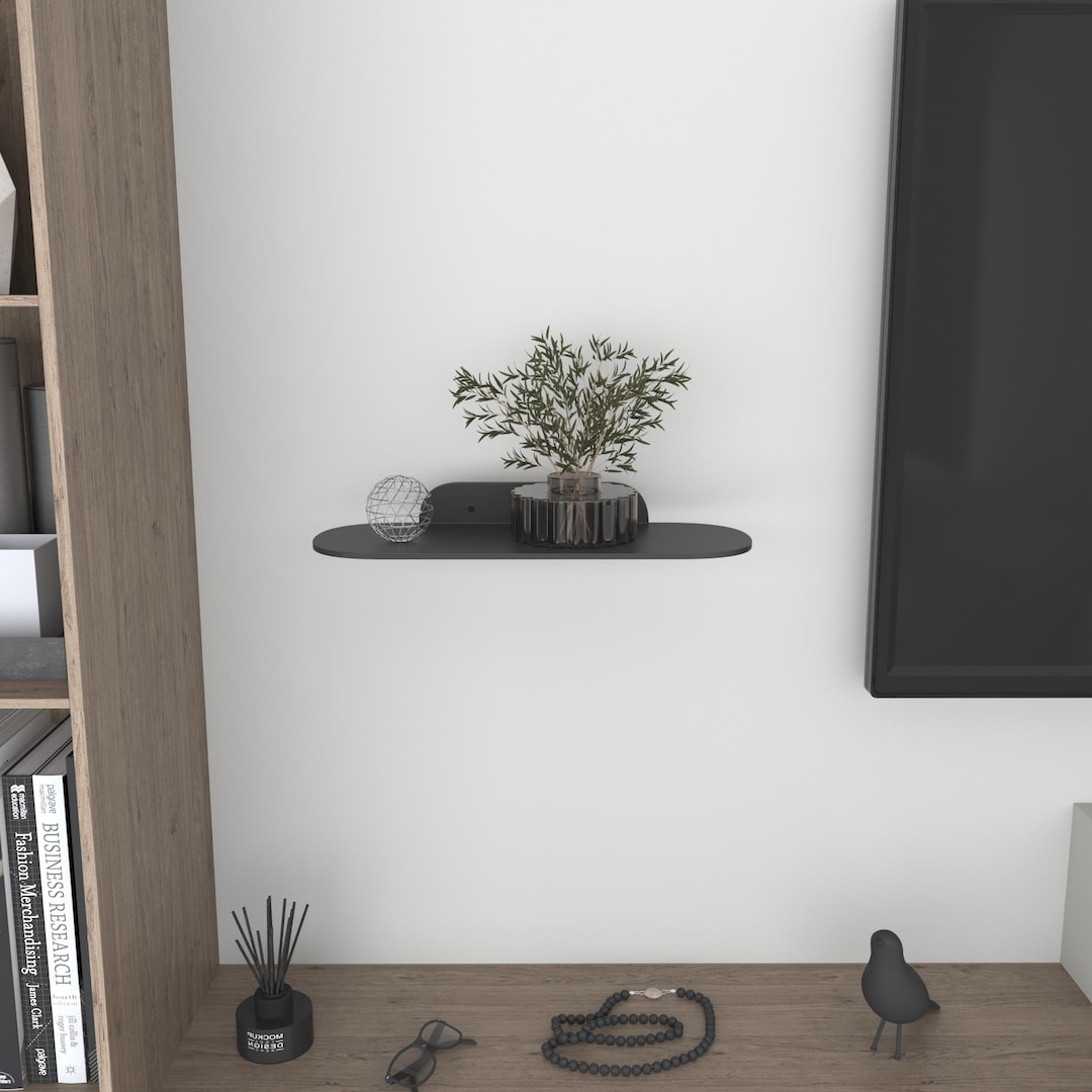Sleek Black Metal Oval Floating Shelf, Modern Wall Decor - Etsy