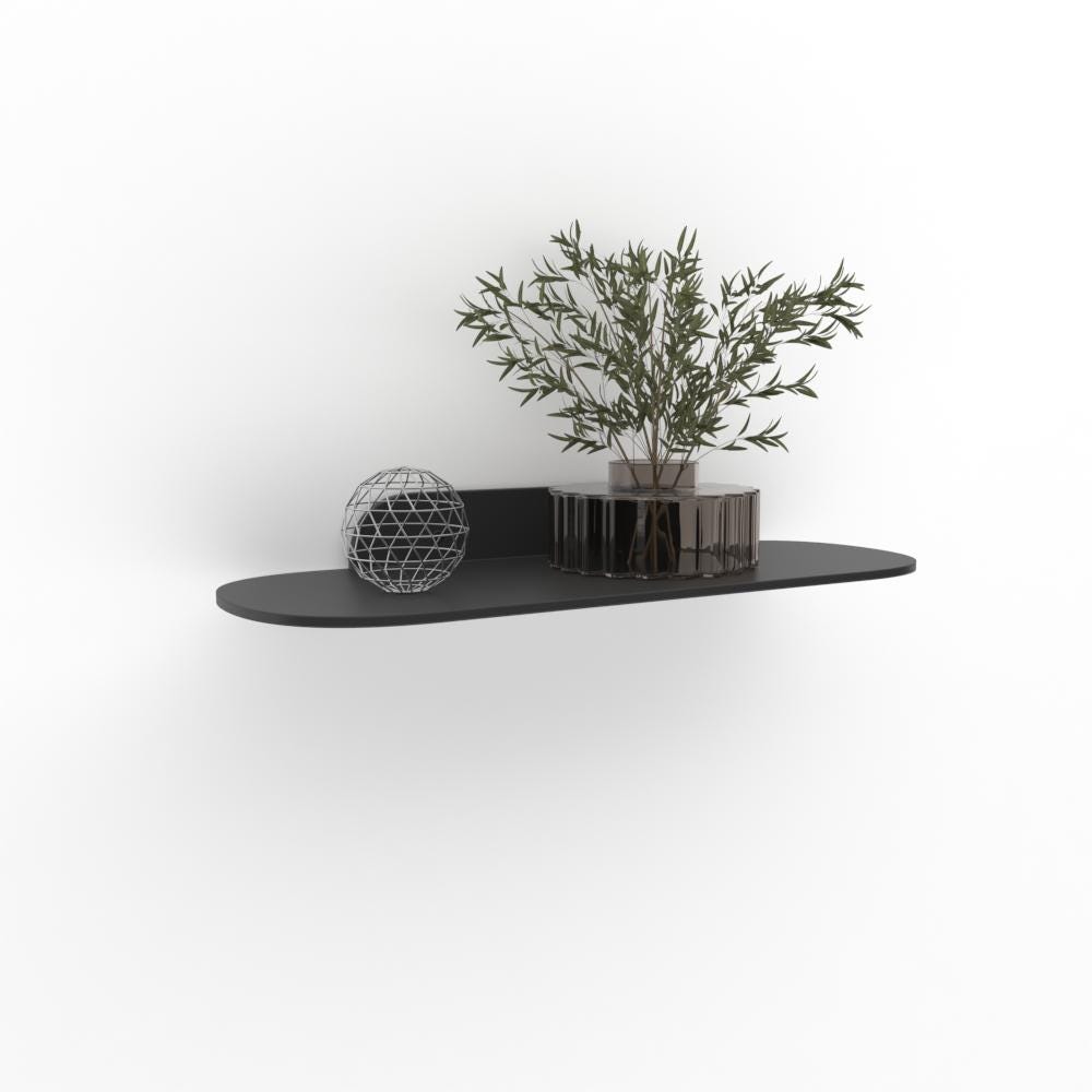 Sleek Black Metal Oval Floating Shelf, Modern Wall Decor - Etsy