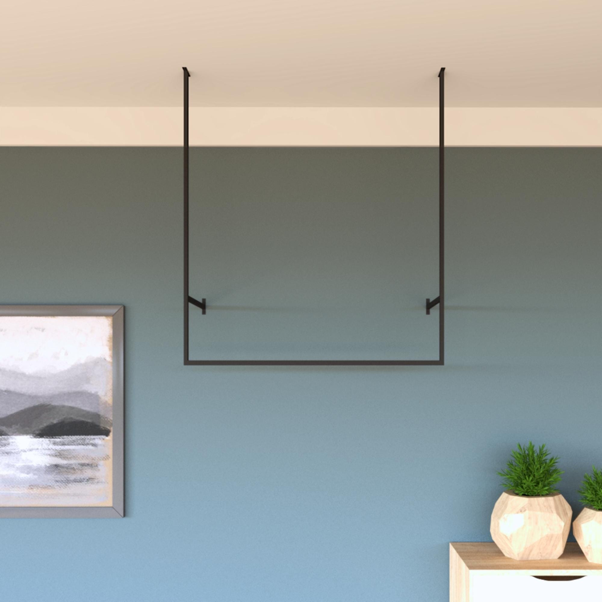 Industrial Ceiling Mounted Clothes Hanger Rack, Space Saving Garment ...