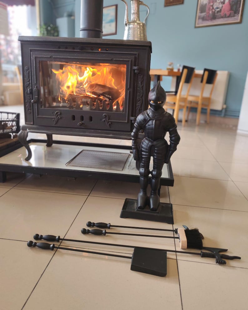 Knight Fireplace Tool Set, Cast Iron Medieval Decor - Etsy