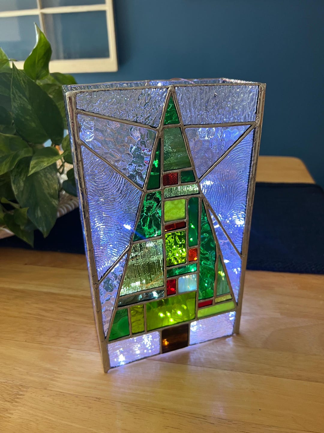 Stained Glass Lighted Christmas Tree Box - Etsy