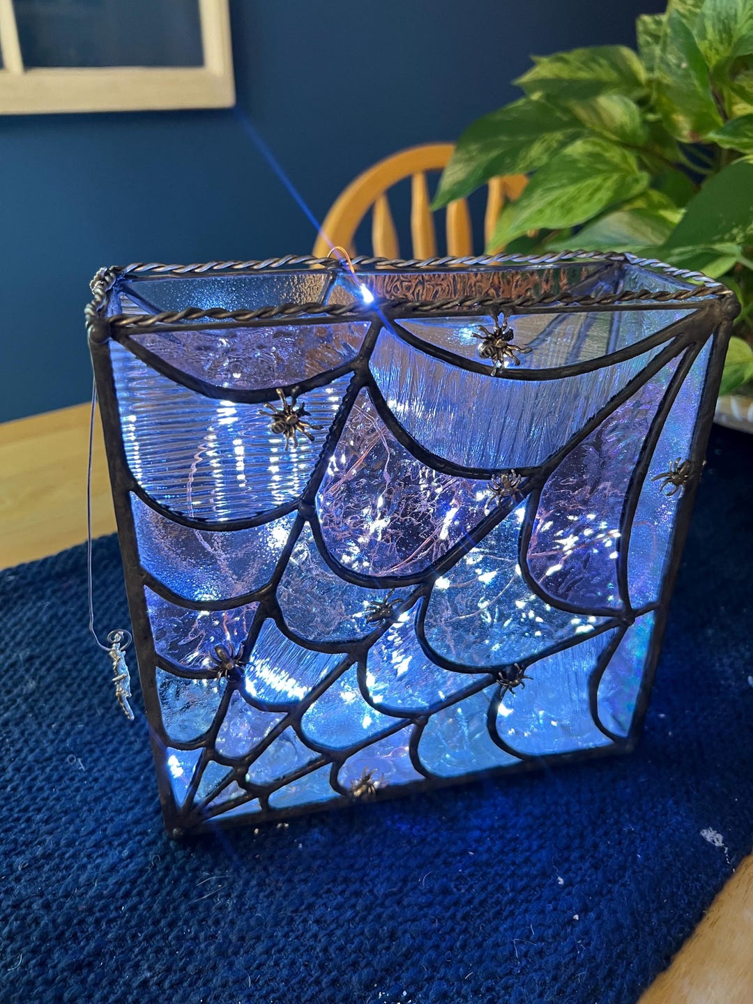 Halloween Stained Glass Lighted Spider Web Box - Etsy