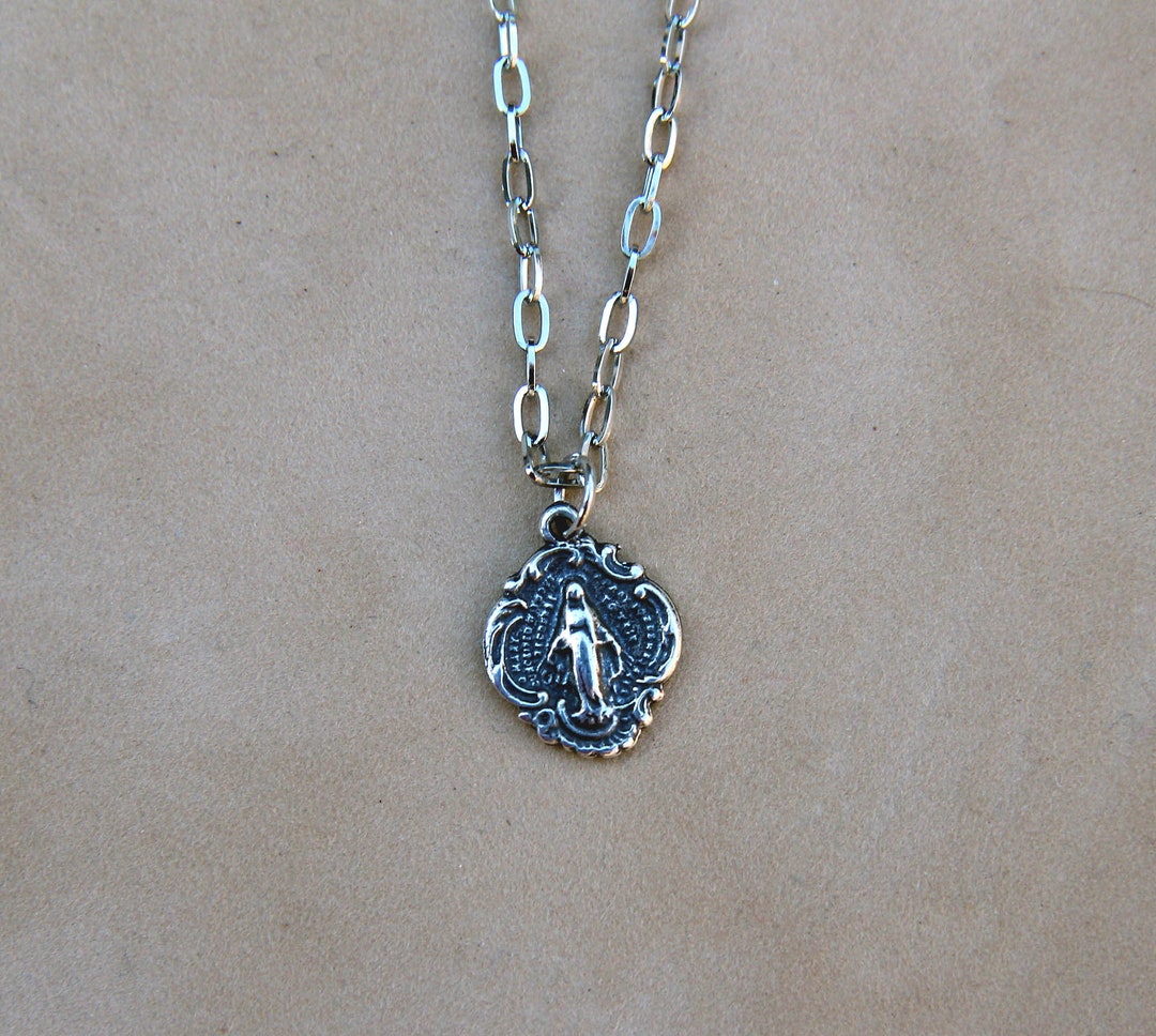 925 Sterling Silver Petite Miraculous Medal Catholic Medal Religious ...