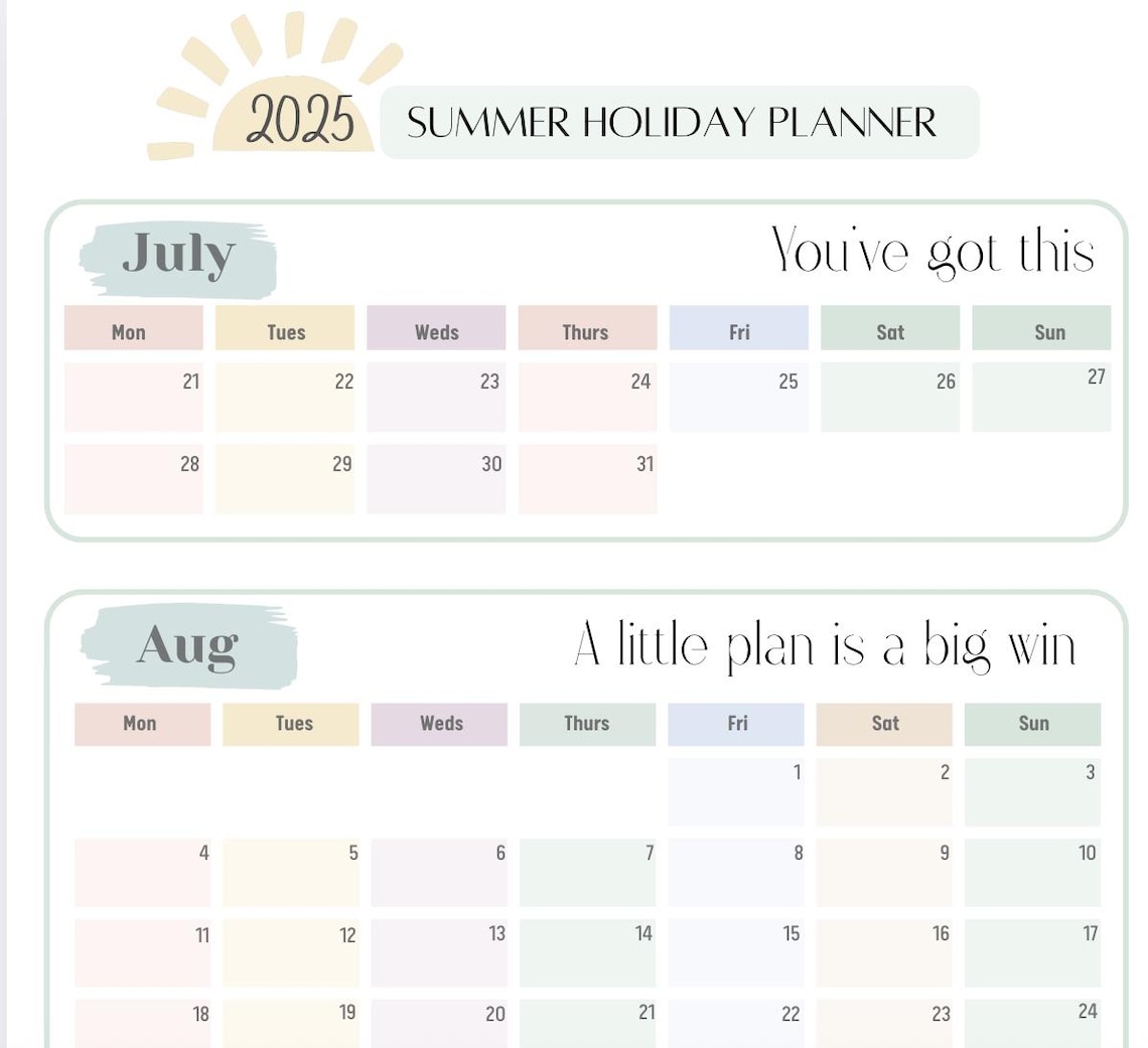 Printable School Summer Holiday Planner- UK / 2025 - Etsy