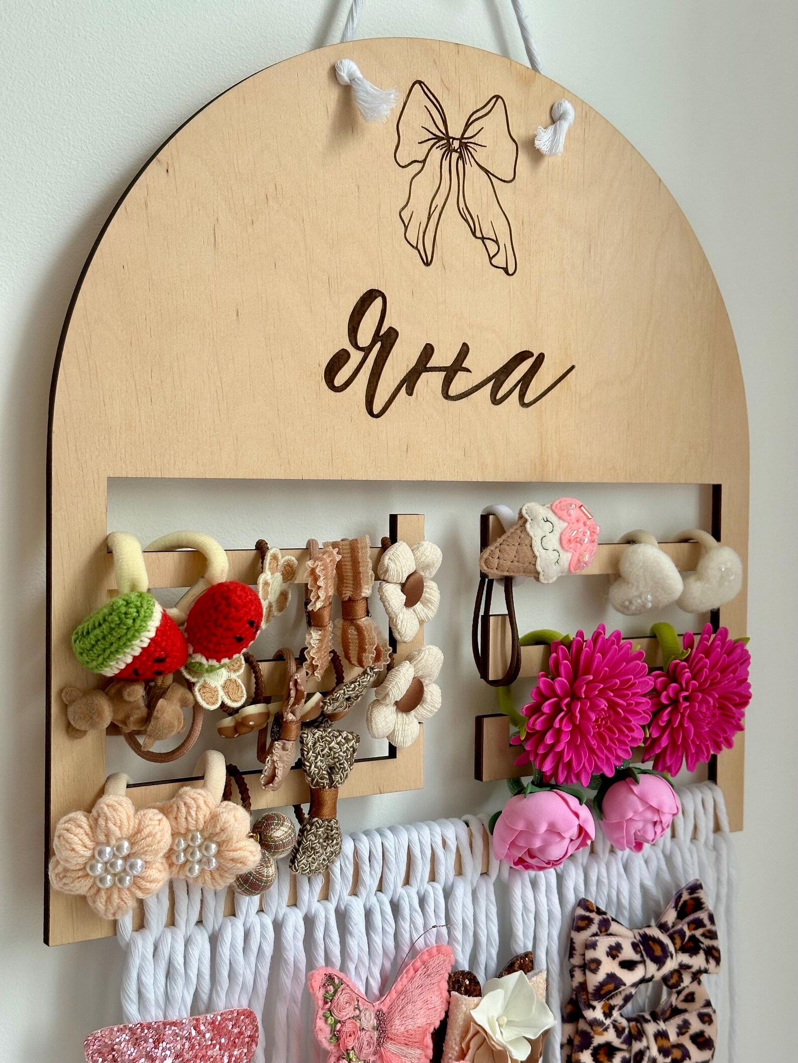 Personalized Wooden Hair Bow and Accessory Organizer Custom Name Holder ...