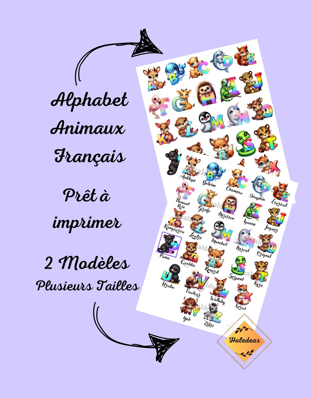 Alphabet Animals ABC Printable. 2 Models, 8 Sizes, for the Classroom ...