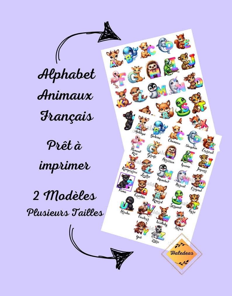 Alphabet Animals ABC Printable. 2 Models, 8 Sizes, for the Classroom ...