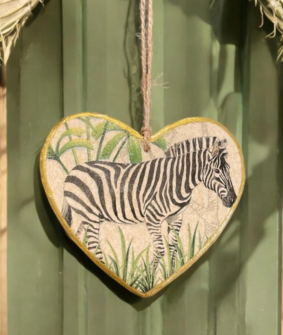 Zebra Decoupage Clay Hanging Heart Zebra Gift Neurodivergent Gift - Etsy