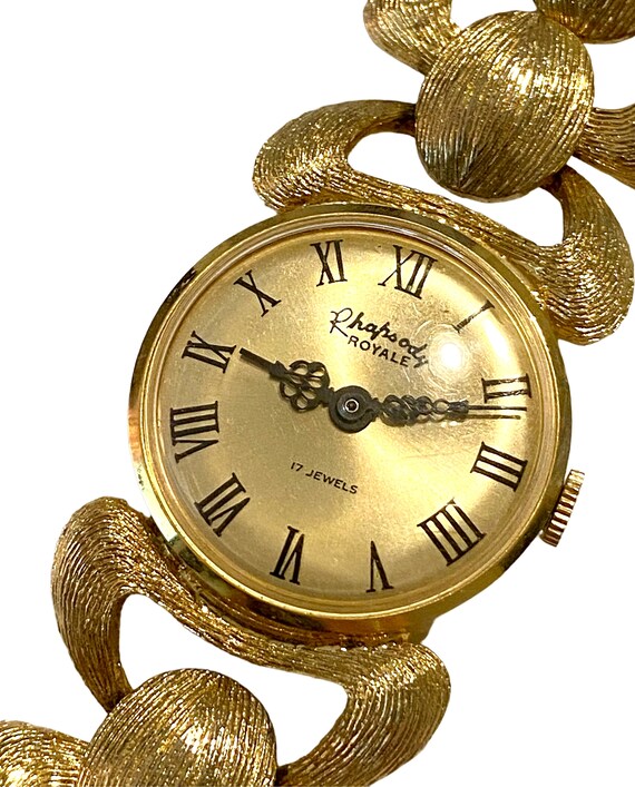 1960s 1970s Rhapsody Royale Wrist Watch Gold Windup - Gem