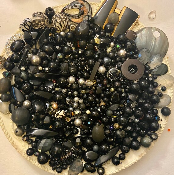 HUGE 2 Pounds Bead Mix Destash Lot Findings Black Glass Stone - Etsy