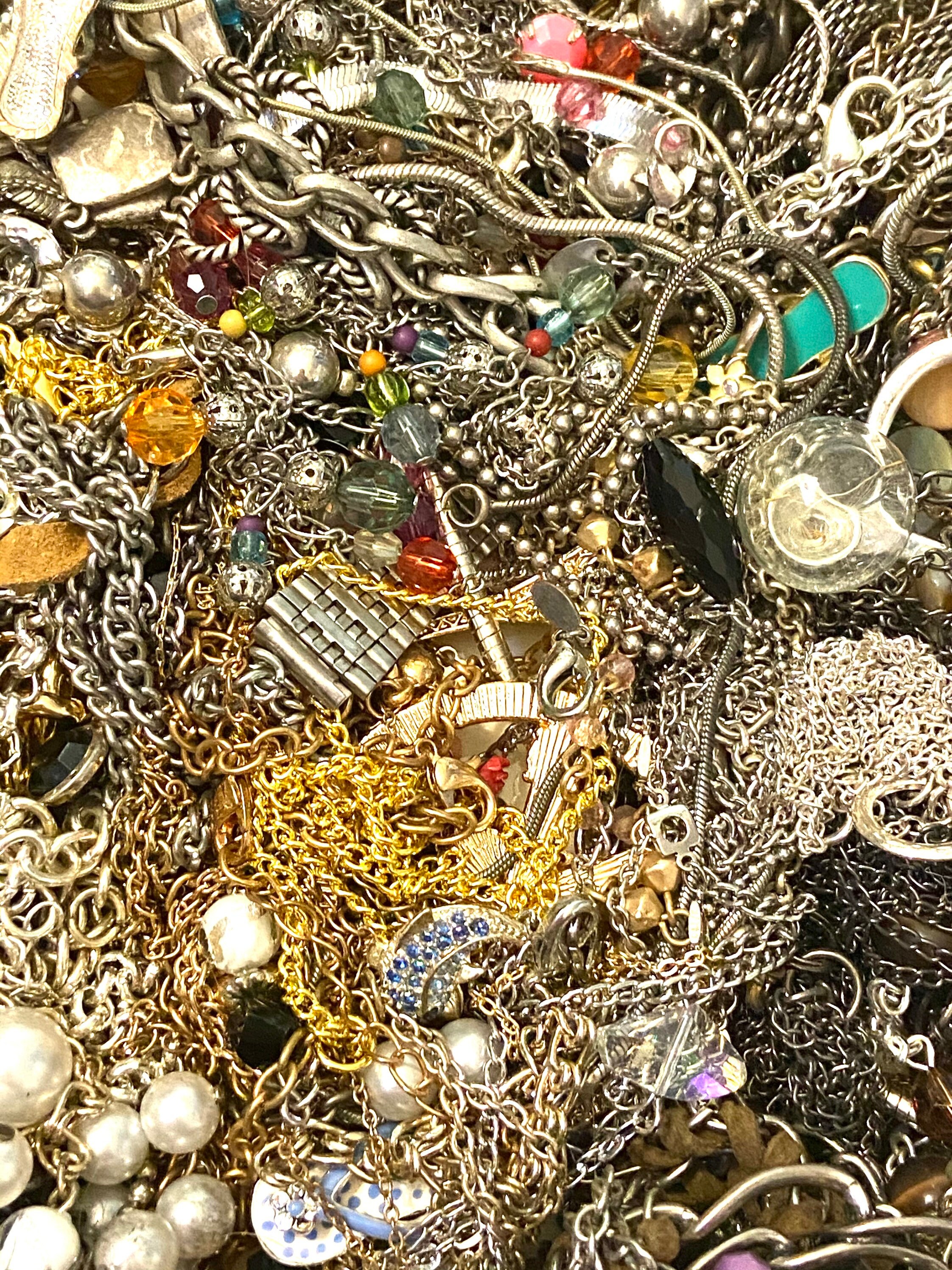HUGE 3 pounds Destash Lot of Scrap Chain Jewelry making Silver | Etsy