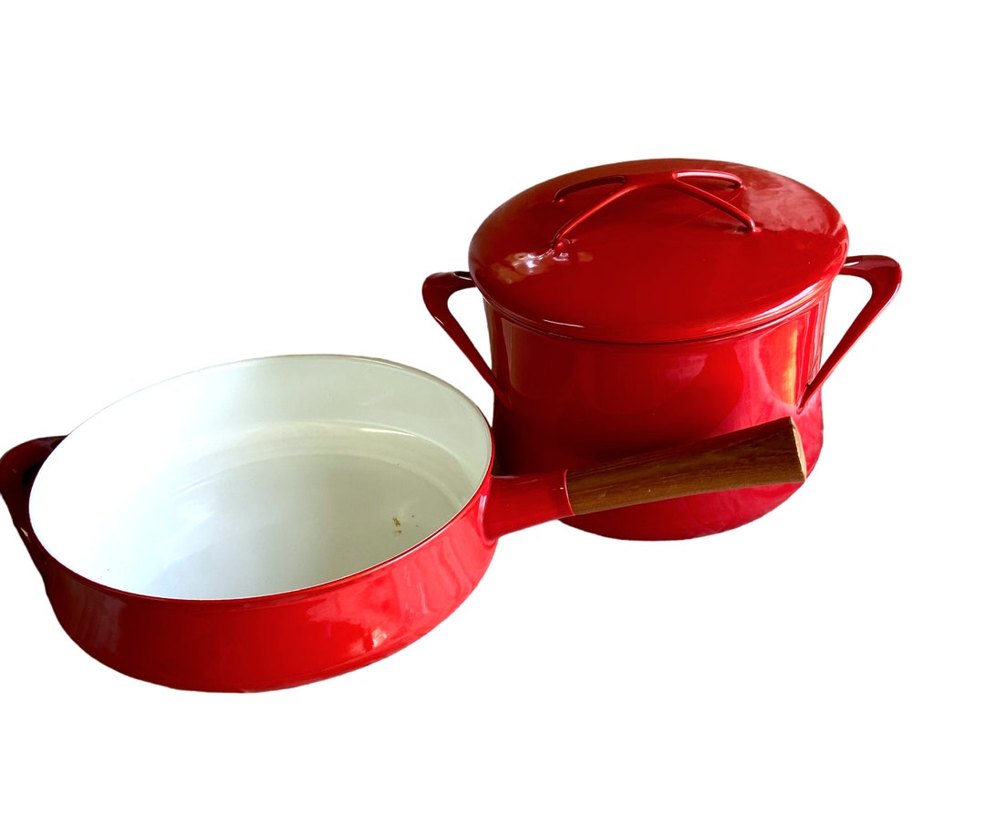 Vintage Dansk Red Enamel Pot Pan Set - Etsy