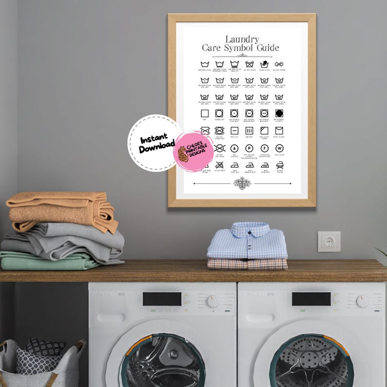 Kitchen Conversions Print | Laundry Care Guide Printable Art | Kitchen ...