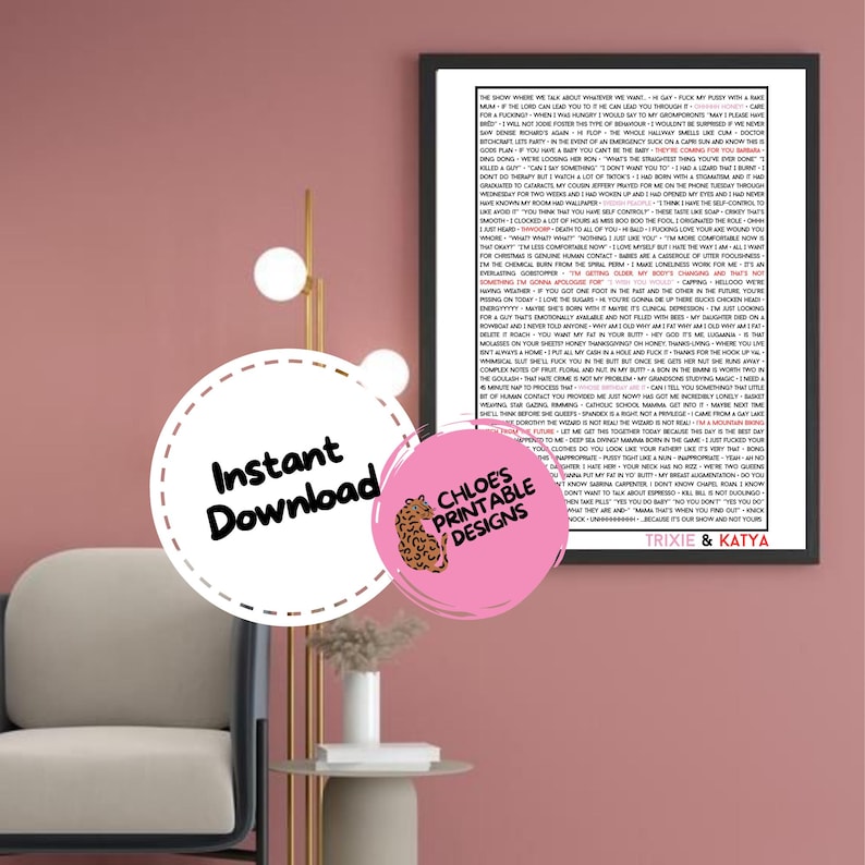 Trixie & Katya "oh Honey" Quote Wall Art – Rupaul's Drag Race Printable ...