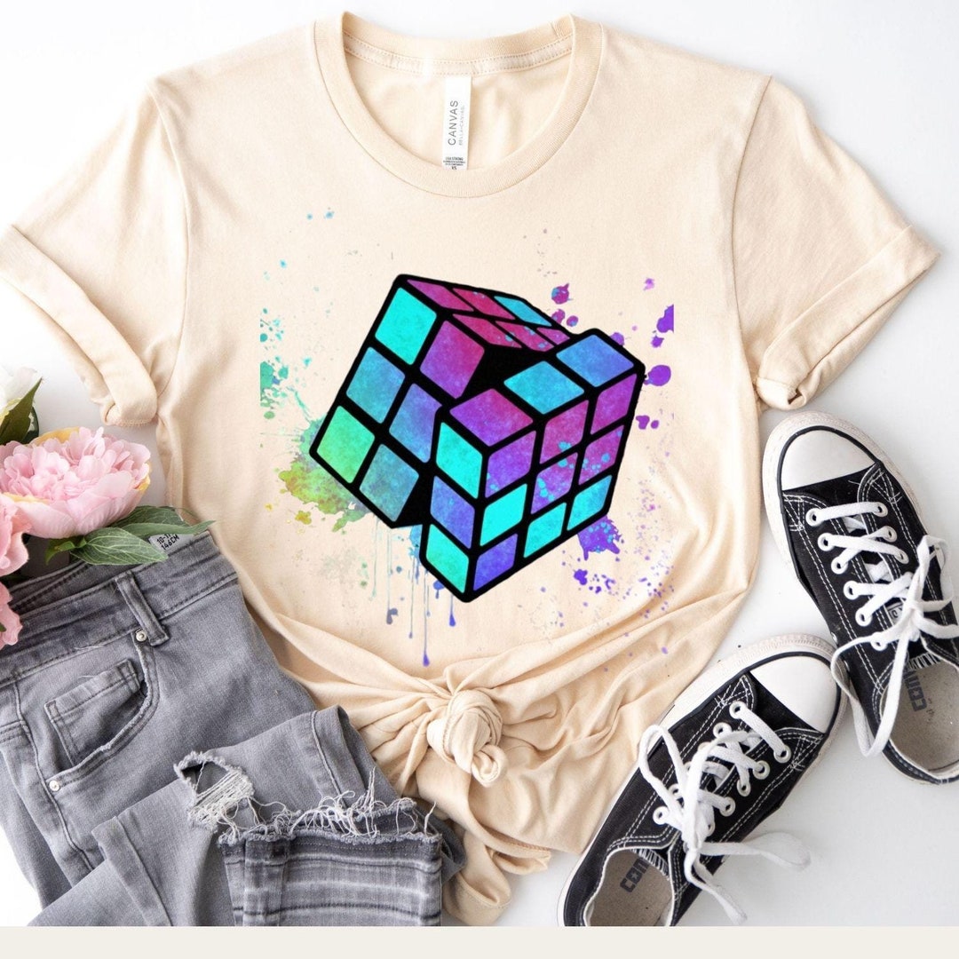 Master the Cube Bold and Colorful Rubik's Cube Graphic Tshirt, Puzzle ...