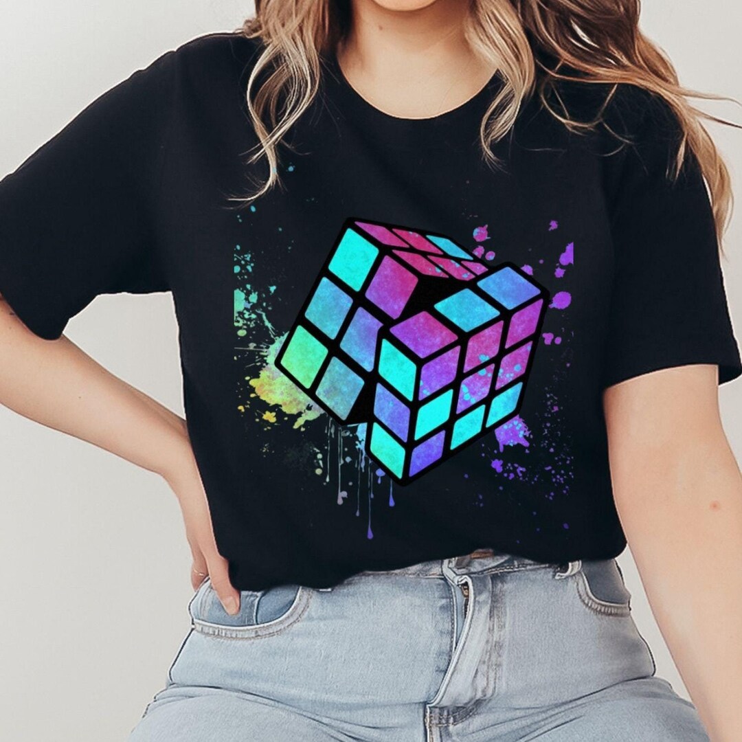 Colorful Rubik's Cube Graphic Tshirt, Puzzle Lovers Tee, Retro Fans Tee ...