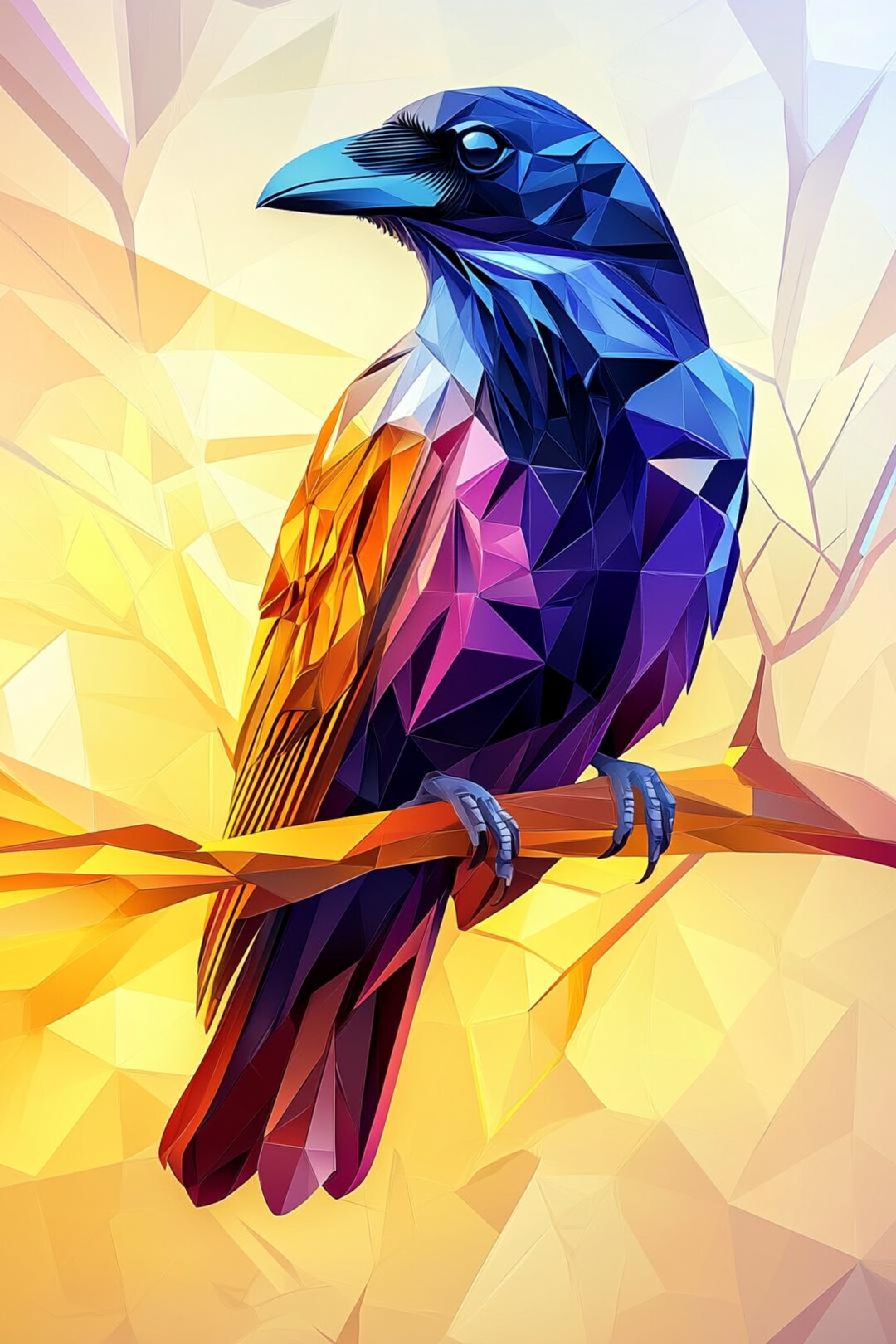 Watercolor Raven Print – Abstract Black Bird Wall Art – Digital ...