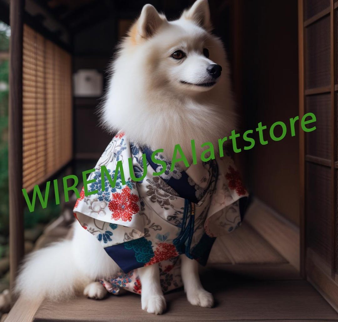 Japanese Spitz Digital Download - Adorable Dog in Traditional Outfit ...