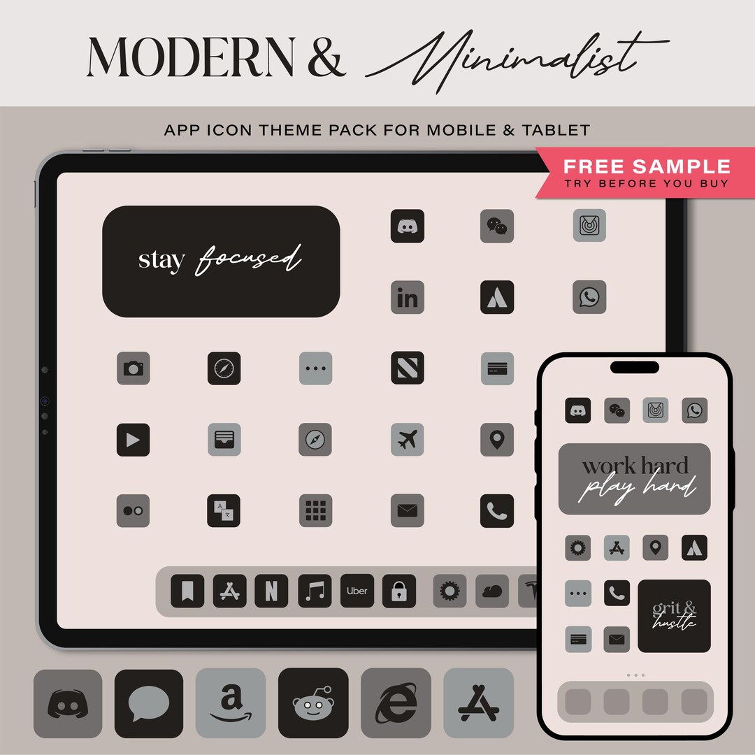 Modern & Minimalist App Icon Theme Pack for Ios, Android, Iphone, iPad ...