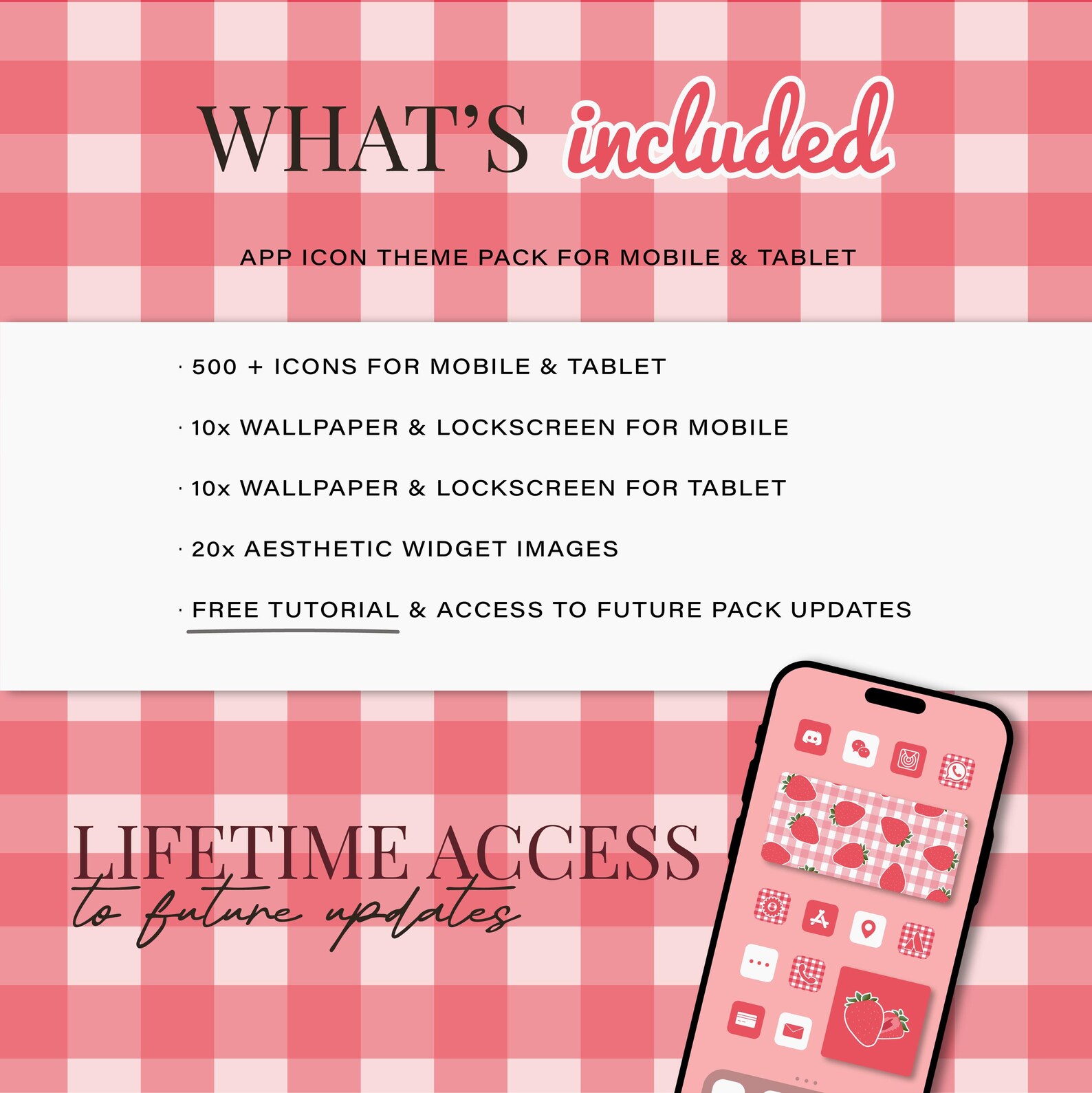 Strawberry Aesthetic App Icon Theme Pack for Ios, Android, Iphone, Ipad ...