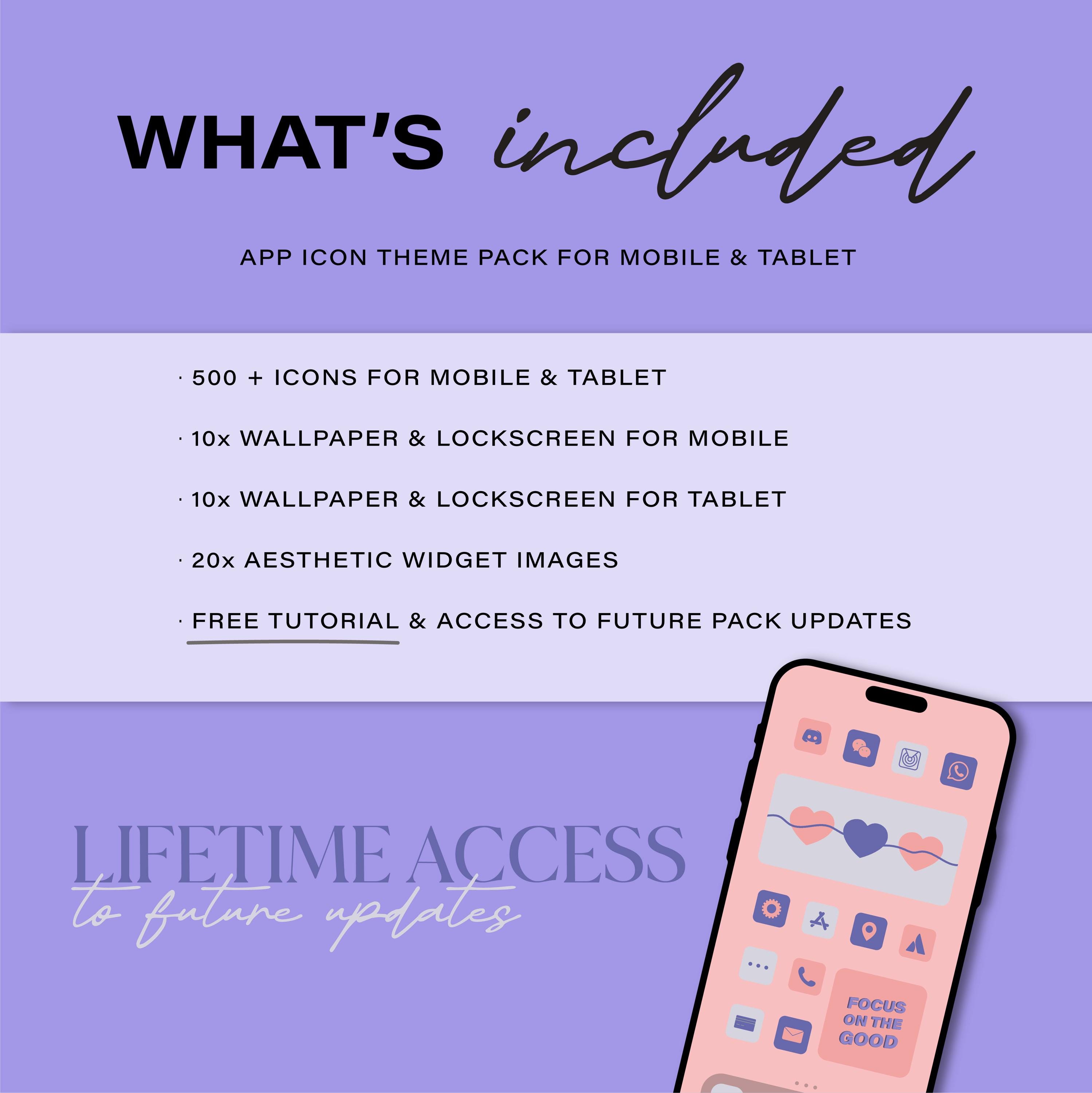 Aesthetic App Icon Theme Pack for Ios, Android, Iphone, iPad | Cute ...