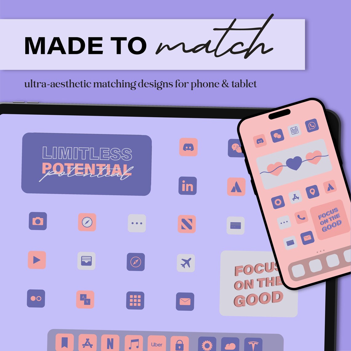 Aesthetic App Icon Theme Pack for Ios, Android, Iphone, iPad | Cute ...