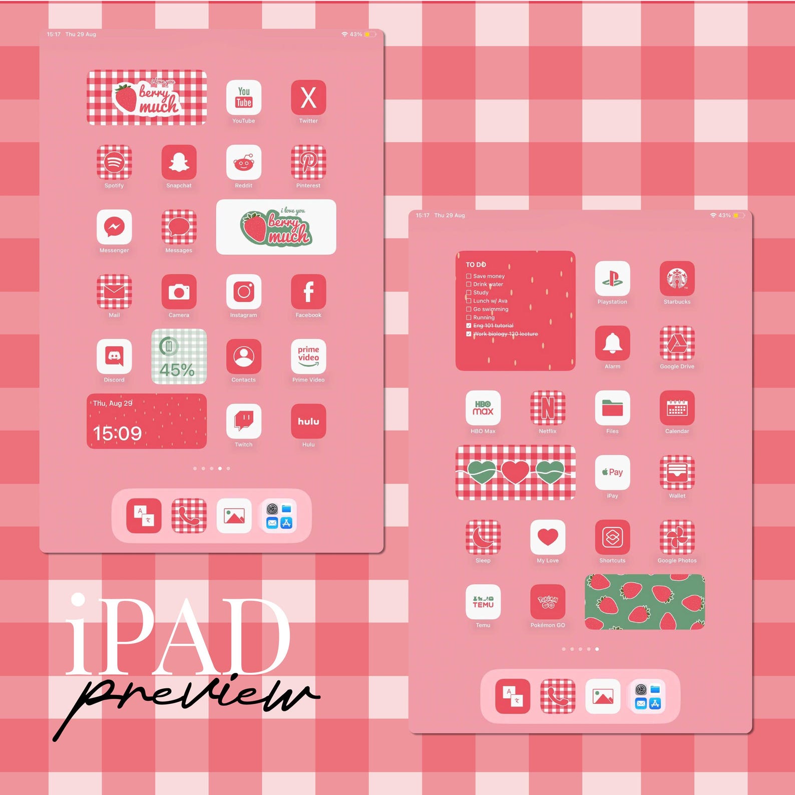 Strawberry Aesthetic App Icon Theme Pack for Ios, Android, Iphone, Ipad ...
