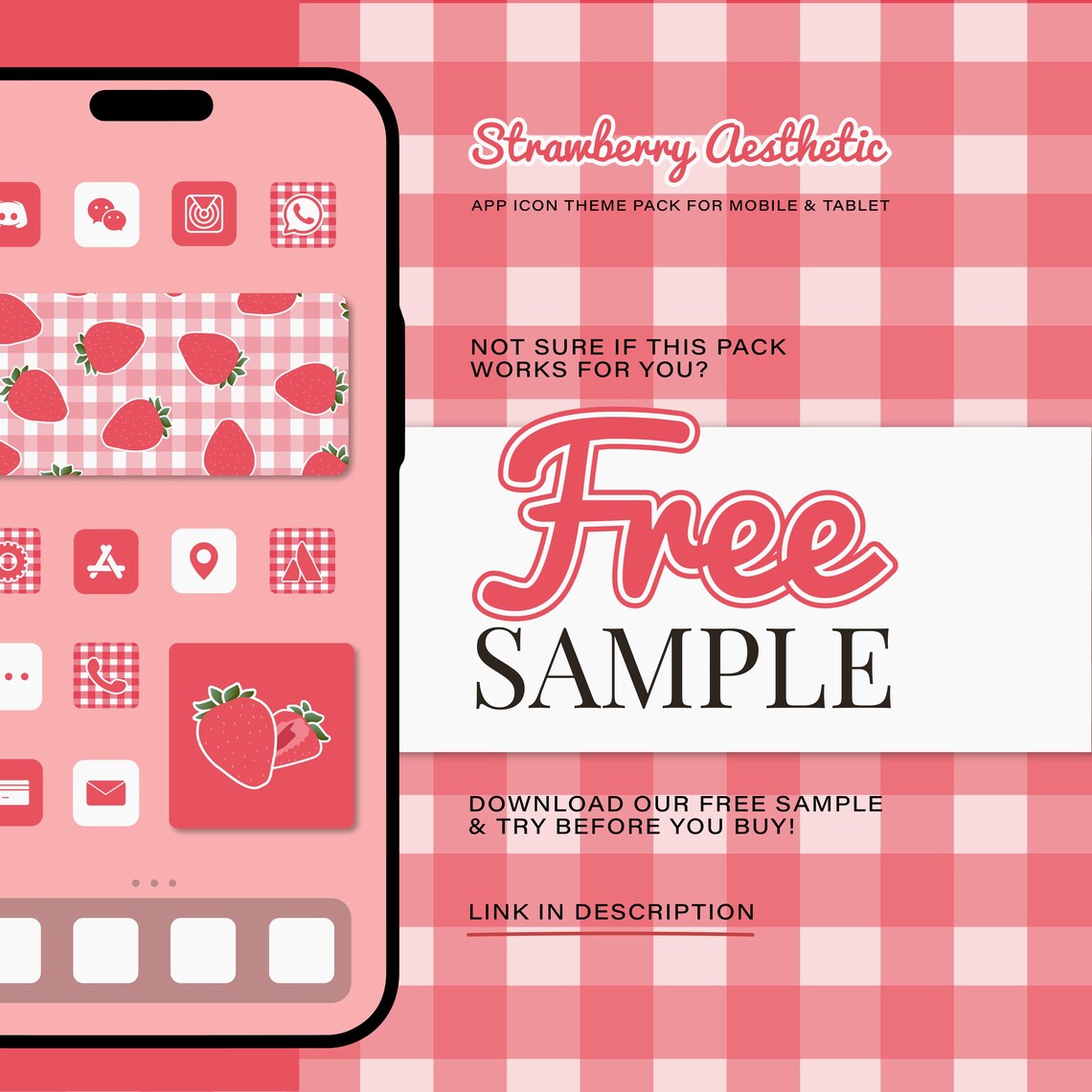 Strawberry Aesthetic App Icon Theme Pack for Ios, Android, Iphone, Ipad ...