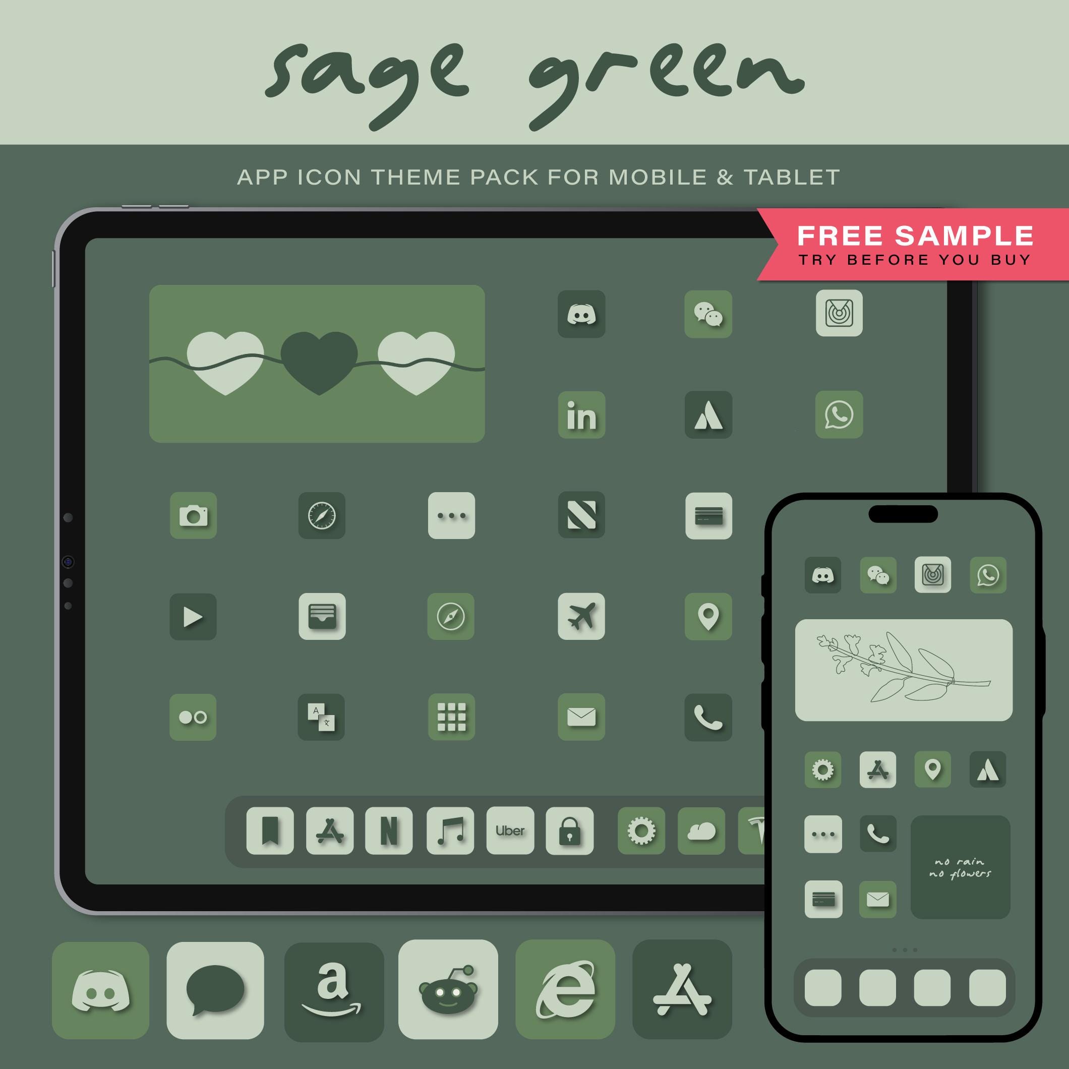 Sage Green App Icon Theme Pack for Ios, Android, Iphone, Ipad ...