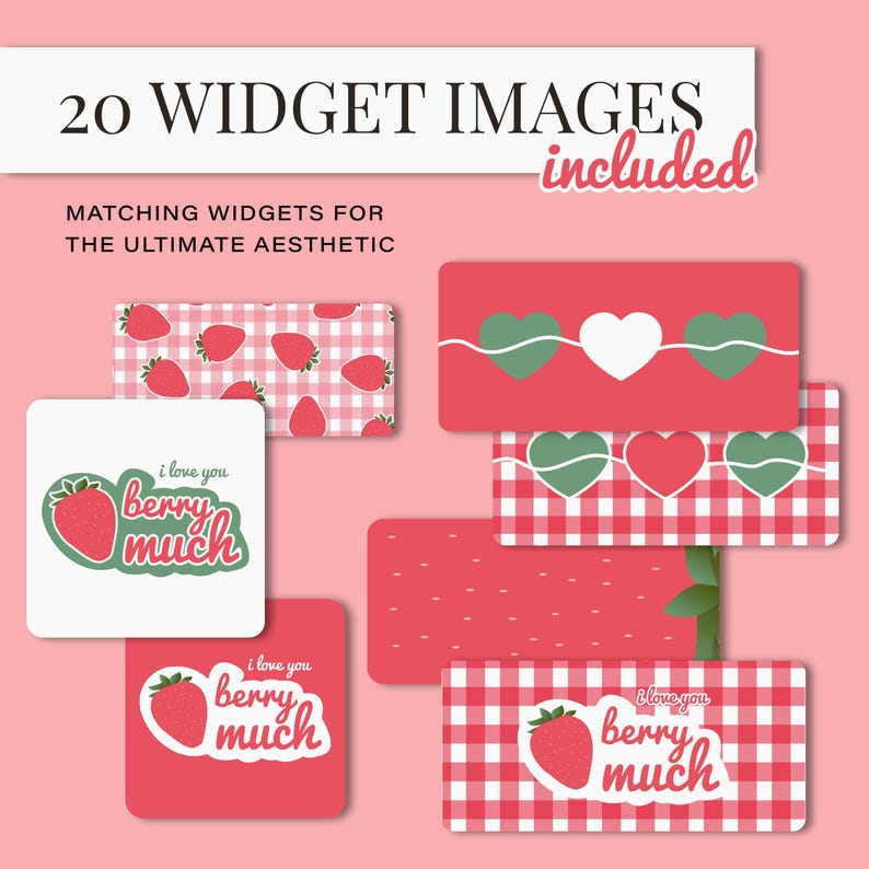 Strawberry Aesthetic App Icon Theme Pack for Ios, Android, Iphone, Ipad ...