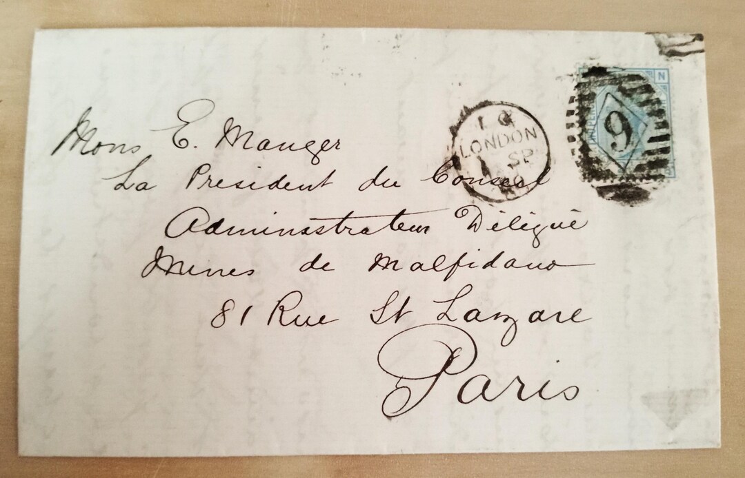 Antique Victorian British Envelope With 19th Century French Letter ...
