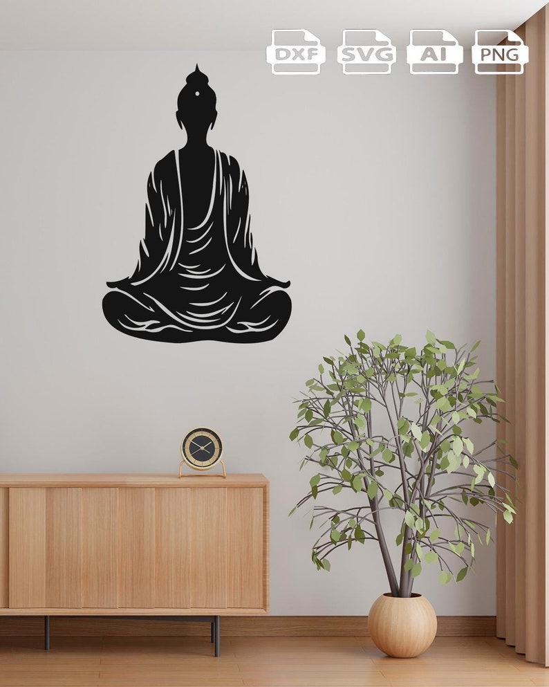 Buddha Silhouette Decoration Digital File Vector Svg Dxf Png Ai for CNC ...