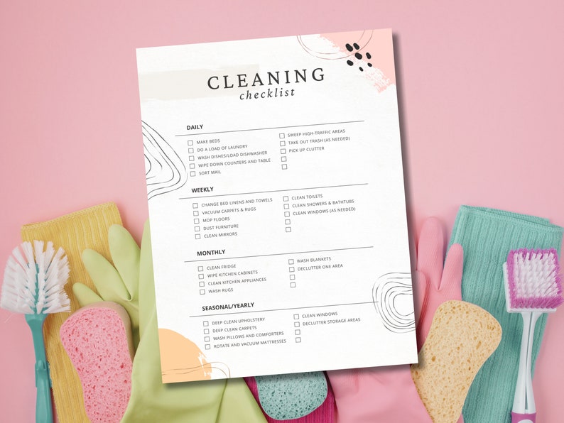 CUSTOMIZABLE Cleaning Checklist | Simple & Minimalist Chore Chart ...