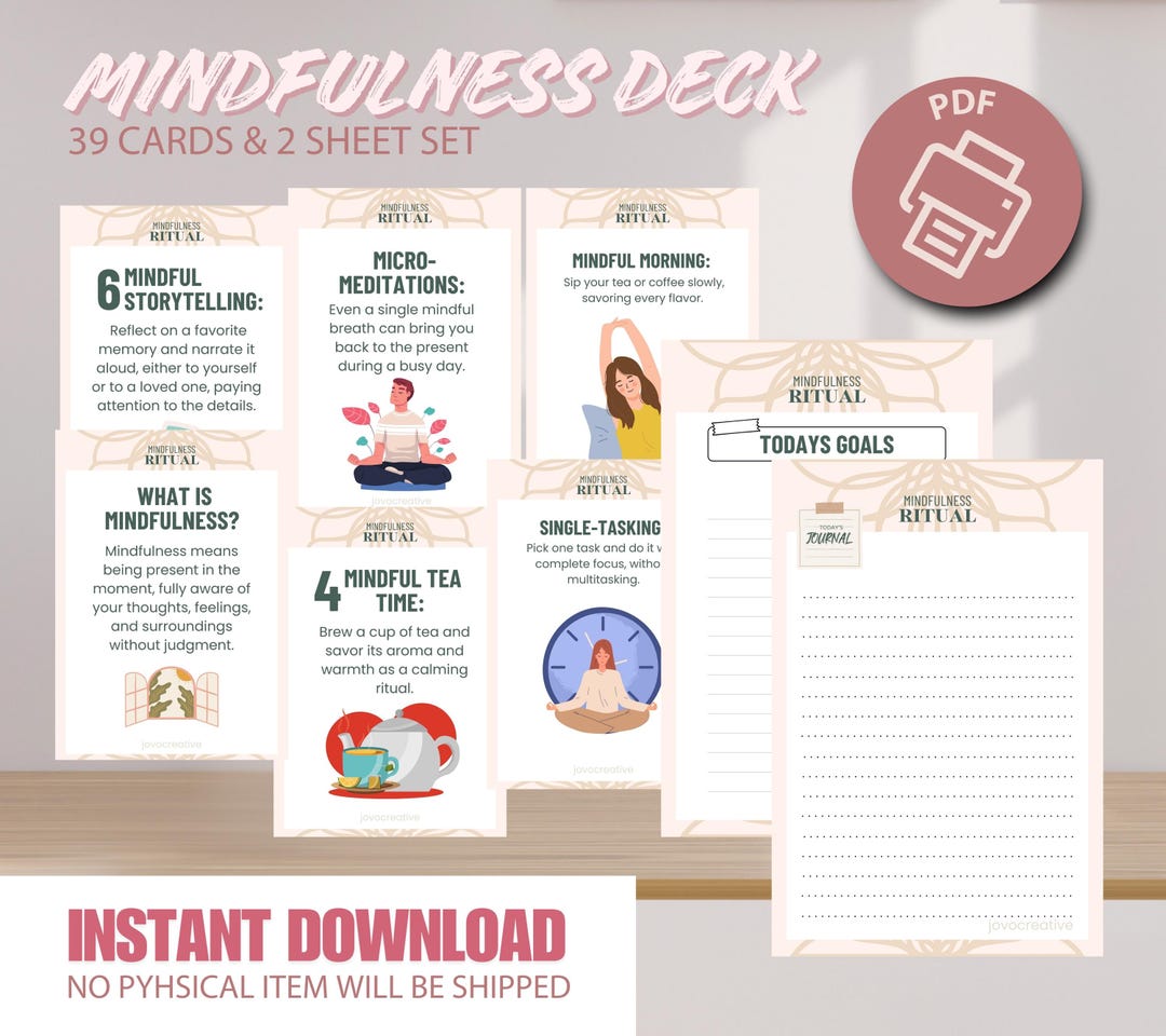 Minimalistic Mindfulness Prompts Activity & Sheets Printable Flash ...