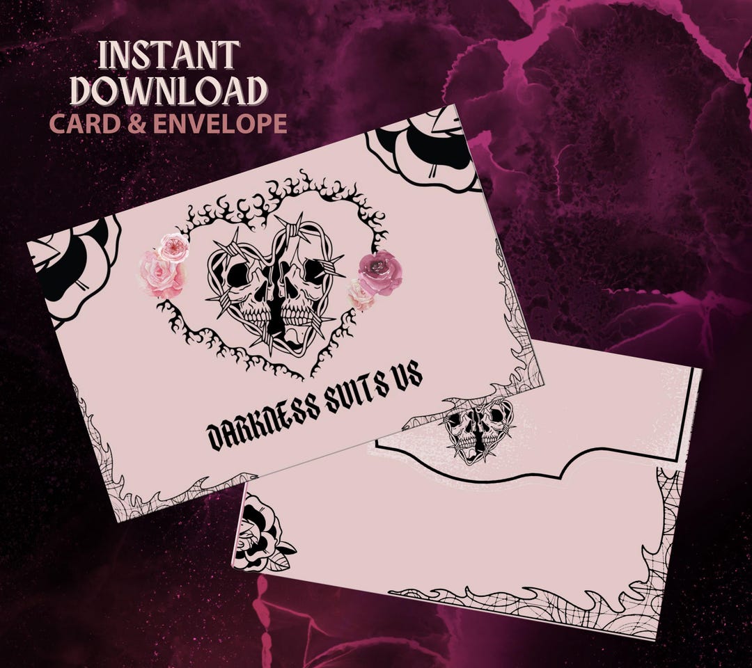 Gothic Love Letter Set Dark Romance Printable Card & Envelope Instant ...