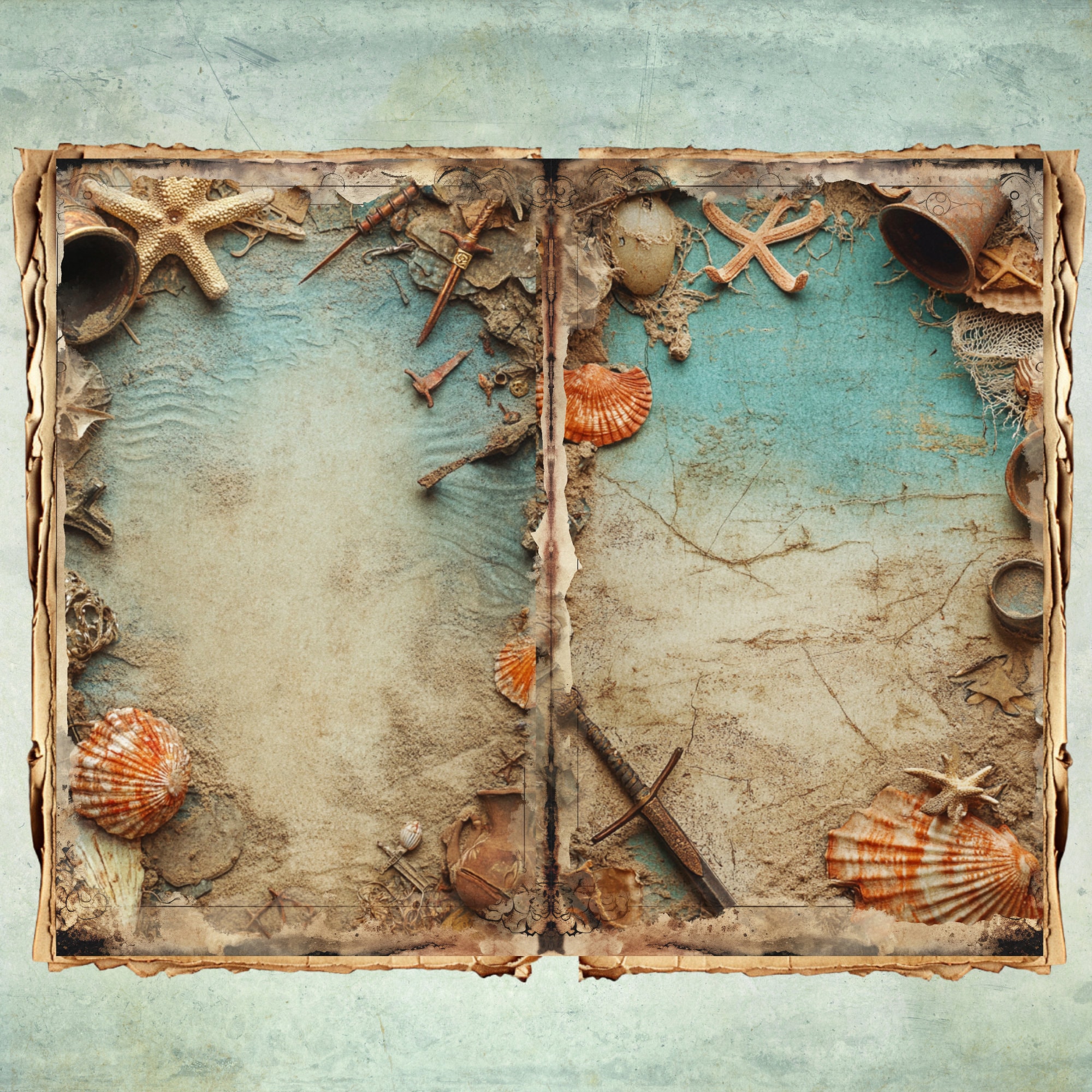 Underwater World Junk Journal Pages: Shabby Chic Ephemera (digital ...