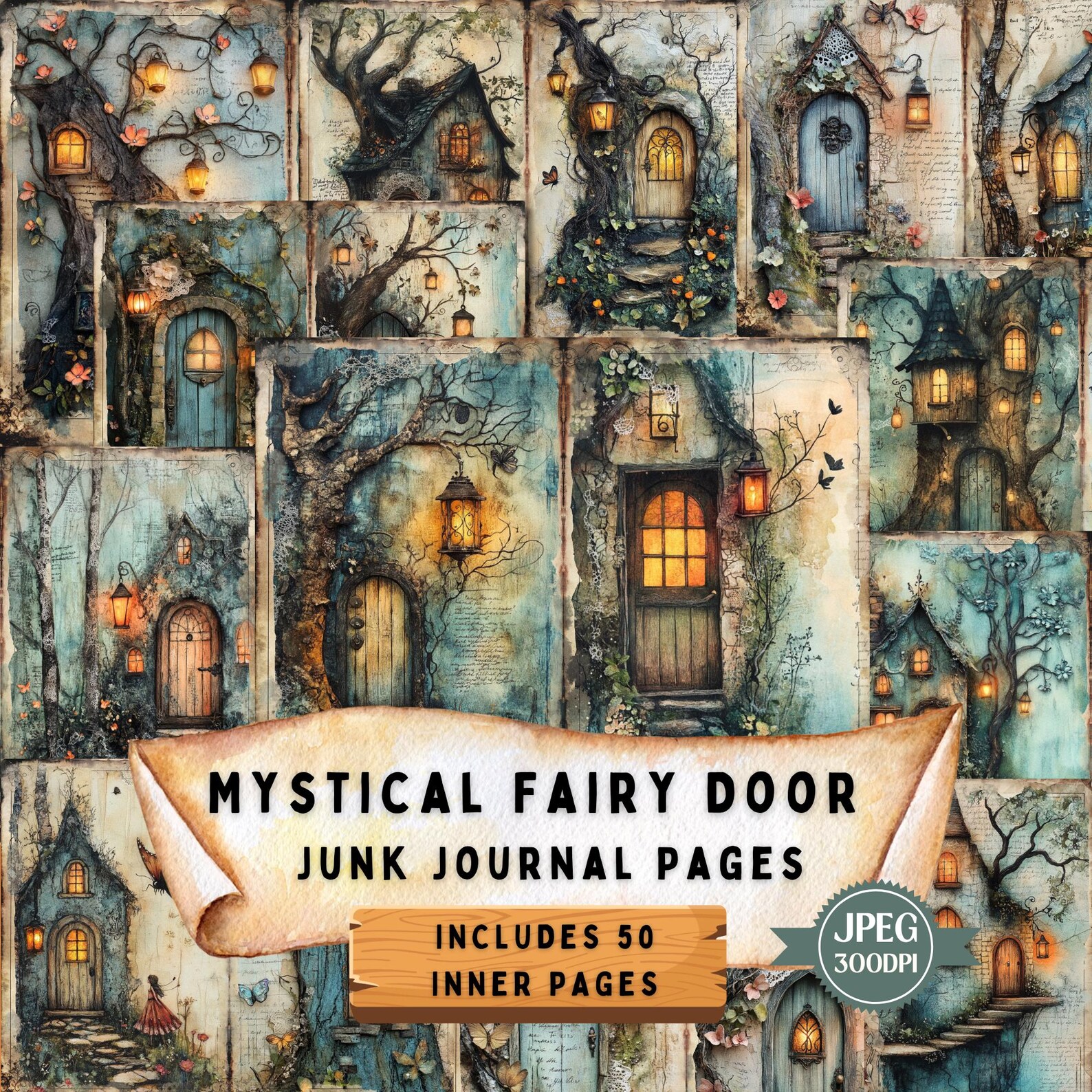Fairy Door Junk Journal Pages: Shabby Chic Ephemera (digital Download ...