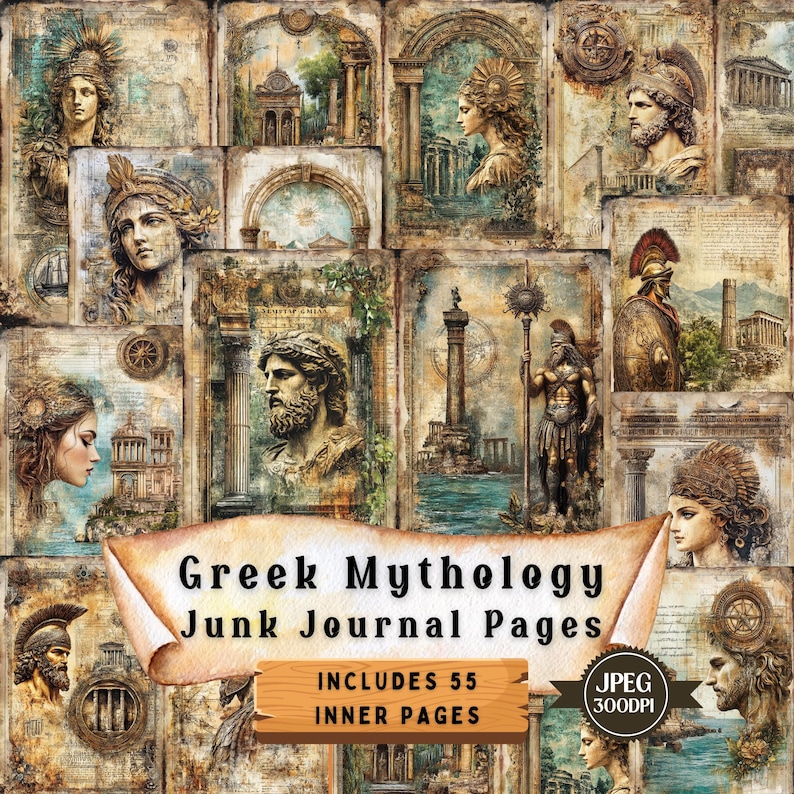 Greek Mythology Junk Journal Kit: Vintage Ephemera, Ancient Gods ...