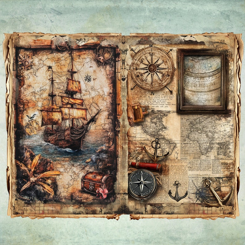 Pirate Junk Journal Printable Pages: Vintage Ephemera (digital Download ...