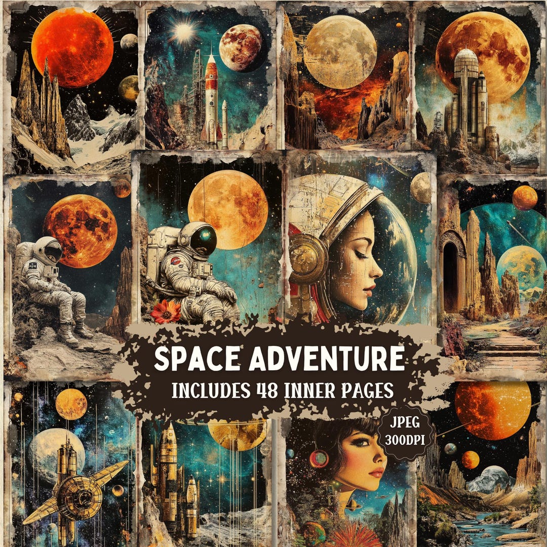 Space Adventure Junk Journal Kit: Vintage Planet Ephemera (48 JPEG) - Etsy