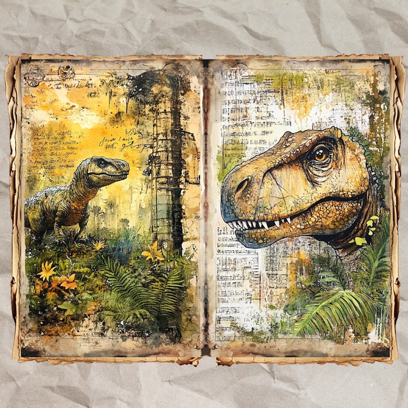 Prehistoric Era Junk Journal Kit | Vintage Jurassic Dinosaurs Themed ...