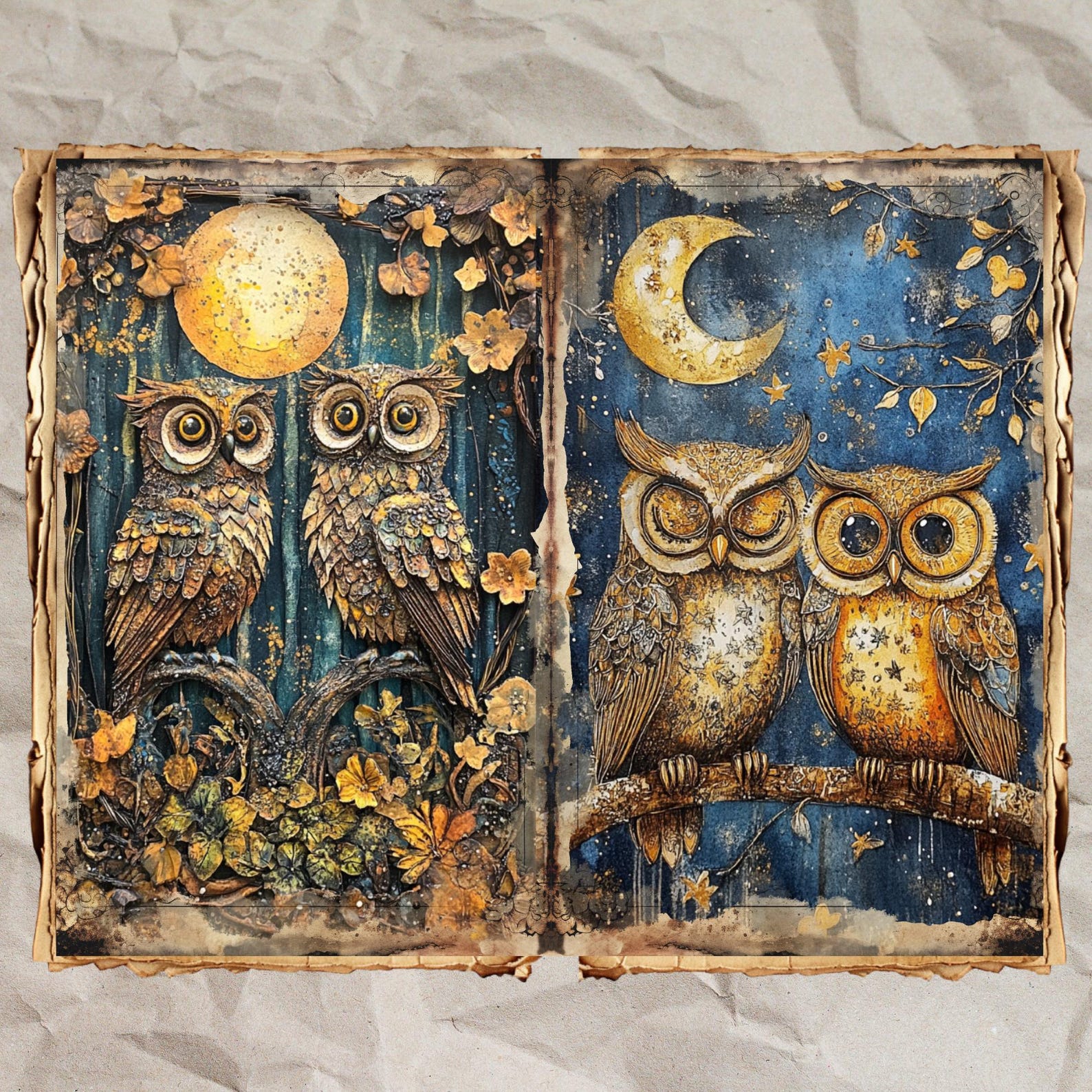 Woodland Owls Junk Journal | Vintage Wildlife Owls Themed | Mixed Media ...
