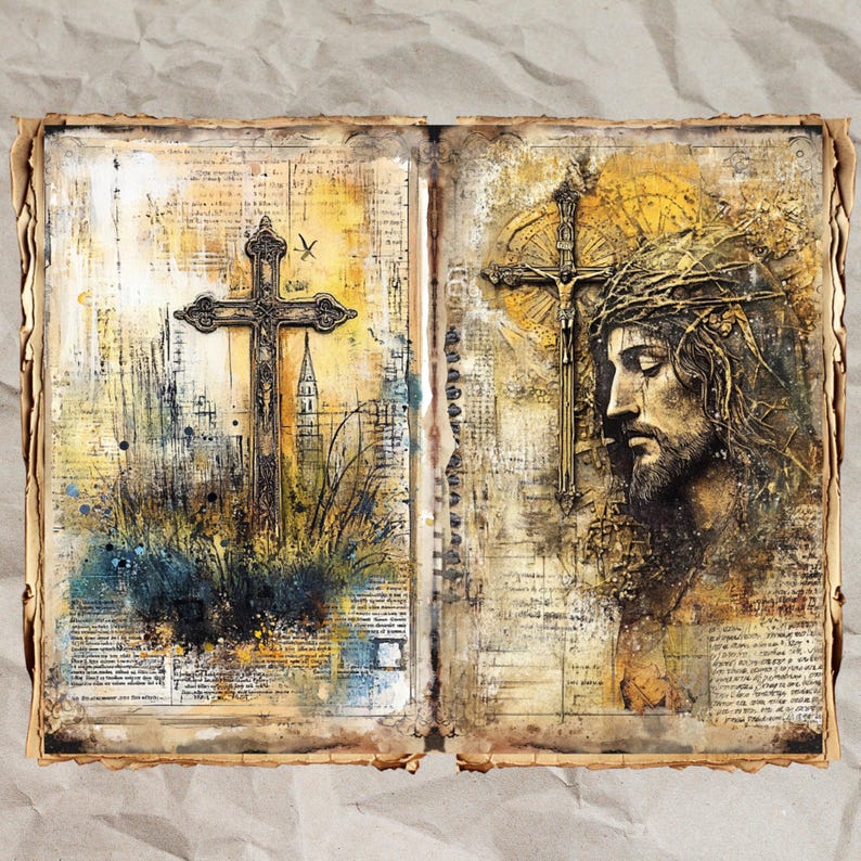 Vintage Jesus Christ Junk Journal Kit: Shabby Chic Ephemera (digital ...
