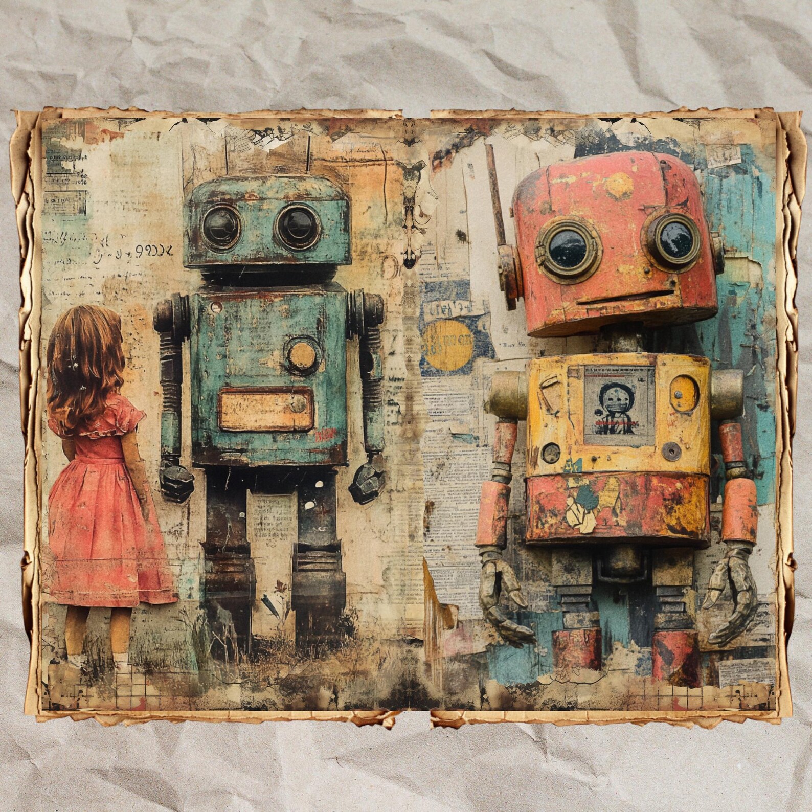 Vintage Robot Junk Journal Kit: Steampunk Ephemera (50 JPEG) - Etsy