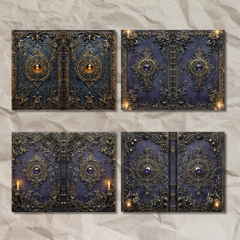 Grimoire Book Covers | Vintage Spellbook Junk Journal Cover Kit | Book ...