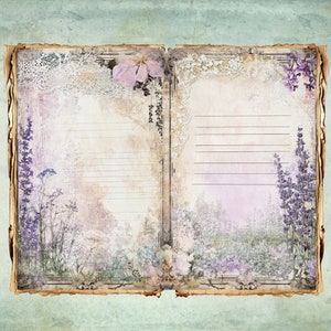 Floral Blank Line Junk Journal Printable Pages, Floral Journal Vintage ...