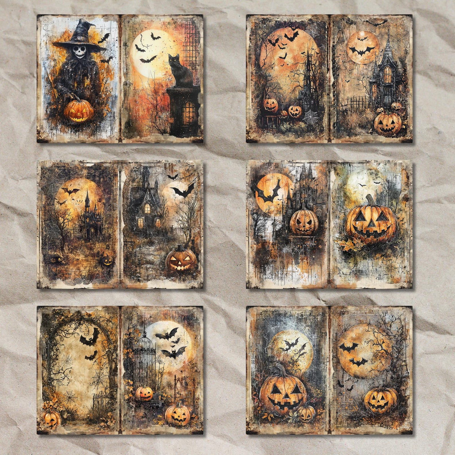 Spooky Halloween Junk Journal Pages: Vintage Horror Ephemera (45 JPEG ...