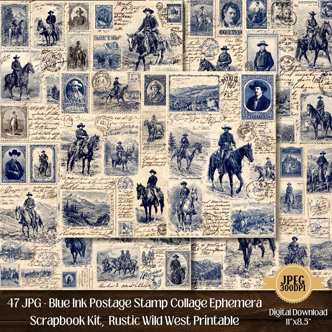 Vintage Cowboy Junk Journal Pages: Rustic Wild West Ephemera (digital ...