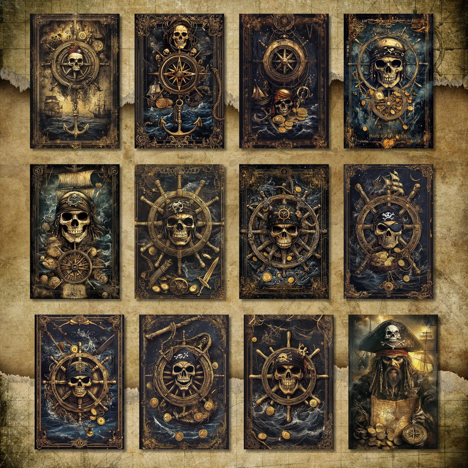 Spooky Pirate Journal Single Pages, Pirate Treasure Themed Collage ...